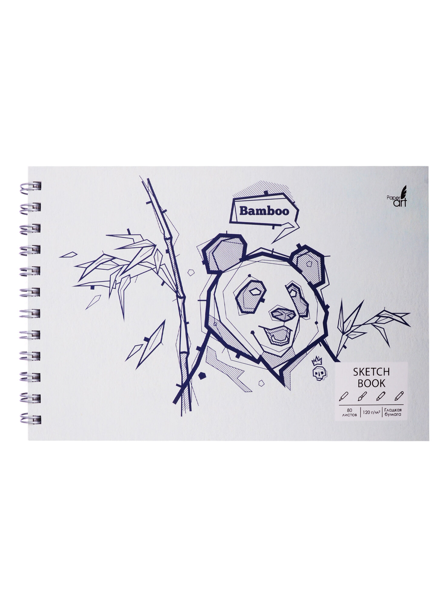 Скетчбук «Panda book», А5+, 80 листов, 120 г/м2, белый офсет, Paper Art