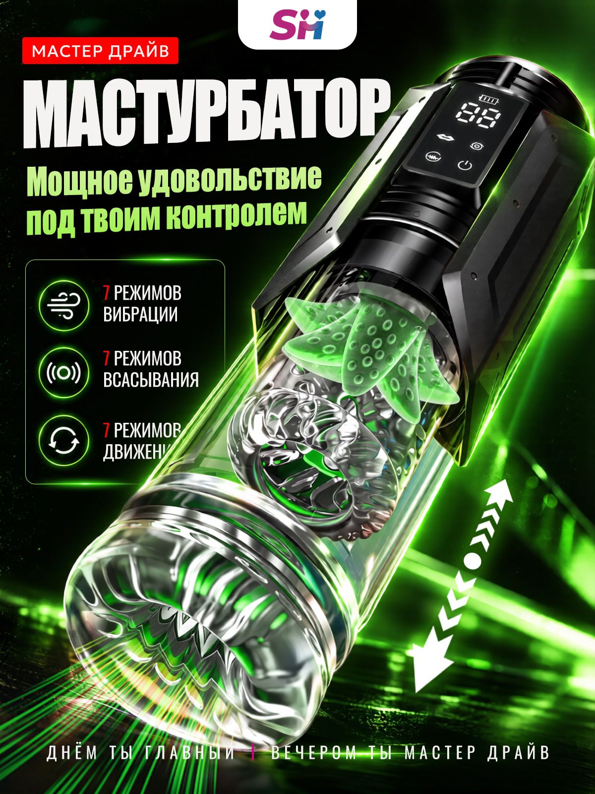 Мастурбатор мужской автоматический, мастер драйв с вибрацией, вакуумом и вращением, вибратор для члена,18+