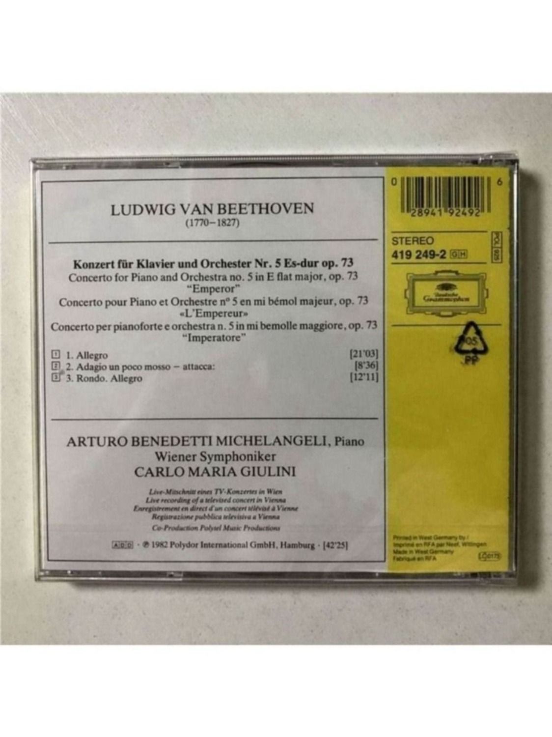 Музыка CD Ludwig van Beethoven, Carlo Maria Giulini - "Emperor" Concerto Новый,