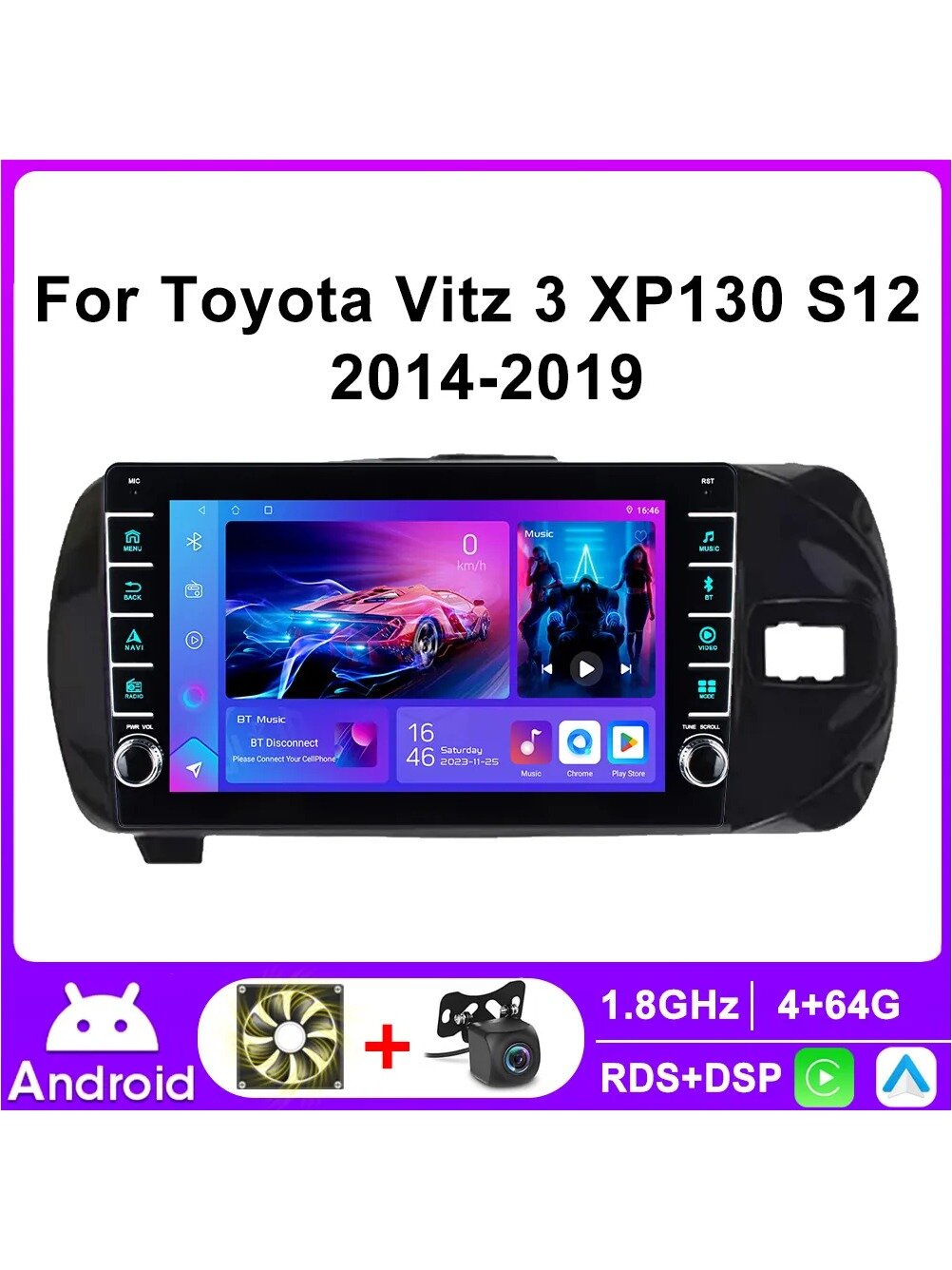Автомагнитола TOYOUSONIC для Toyota Vitz 9" 2 DIN Android 4/64 ГБ