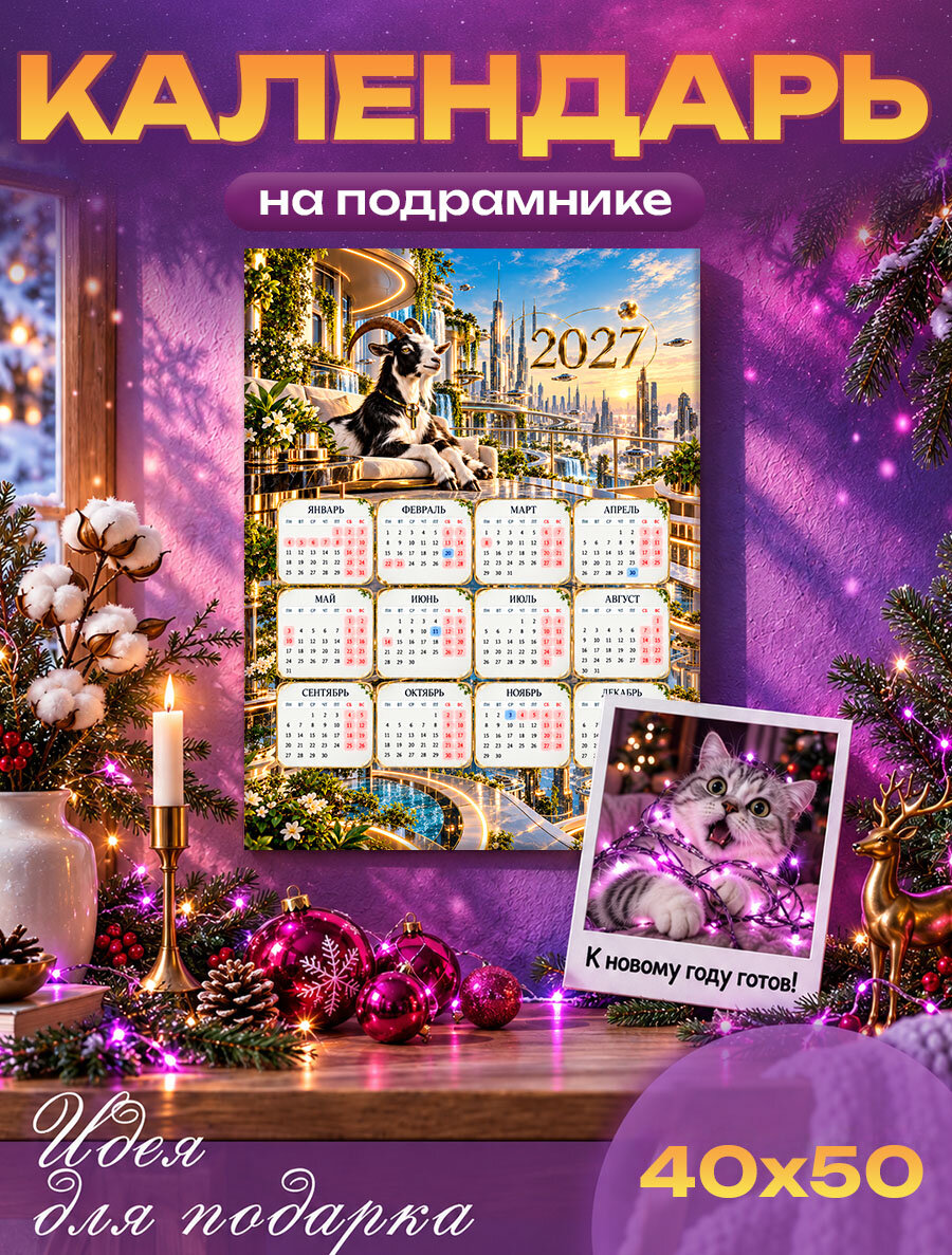 Настенный интерьерный календарь 2027 Город будущего