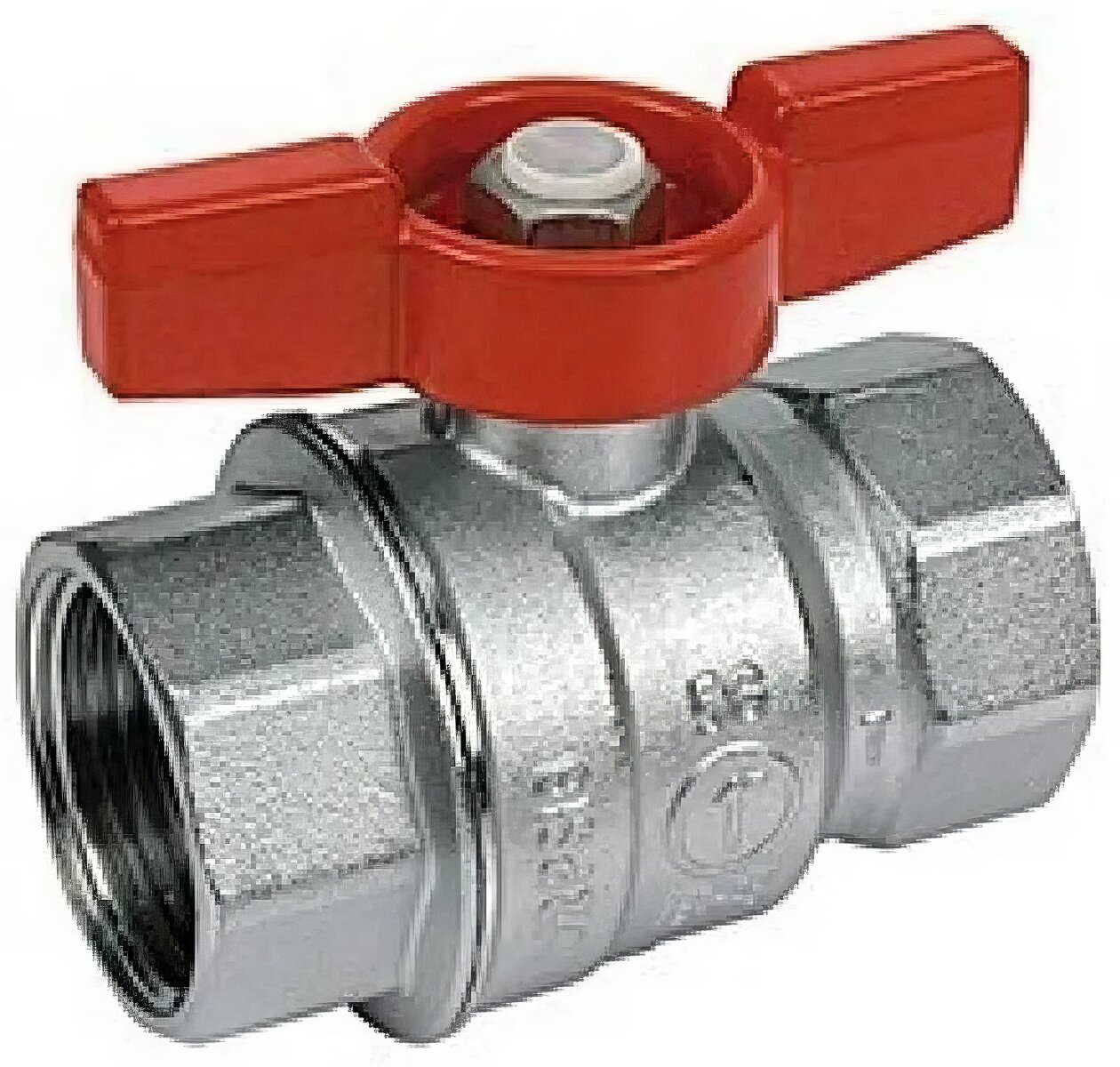 Шаровой кран Giacomini R251D, 1, ВВ, ручка-бабочка красная, хромированный R251X005
