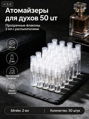 Флакон для перелива духов 2 мл, 50 штук, пустой распылитель, мини бутылек для парфюма в дорогу