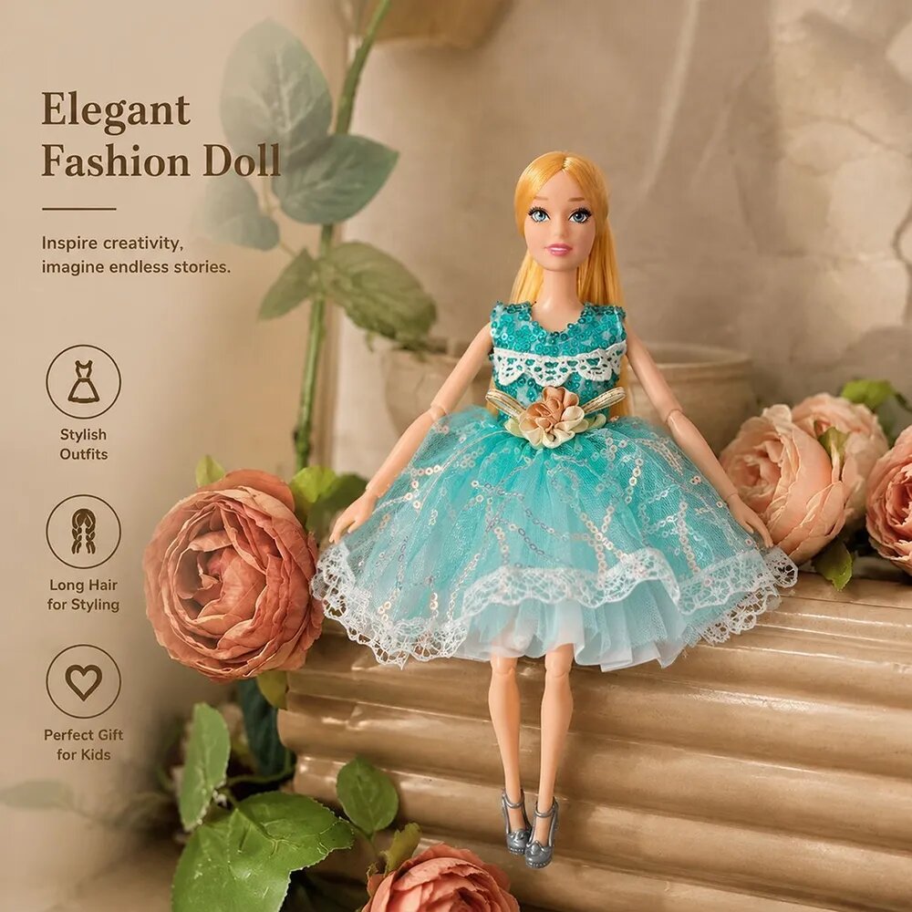 Костюм для куклы Barbie 30 см с пайетками и кружевом