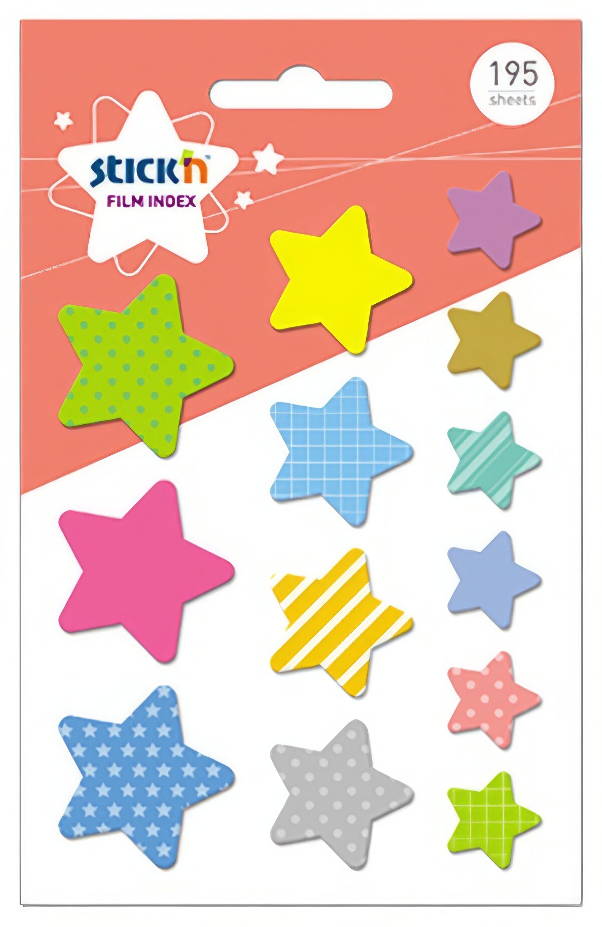 Stick`n Закладки-индексы пластиковые звезды 21763 2.6х3.2х1.7 см 13 цв. самоклеющиеся