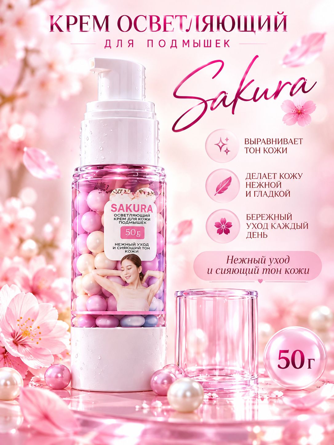 Крем осветляющий для подмышек Sakura Gluta фиолетовый