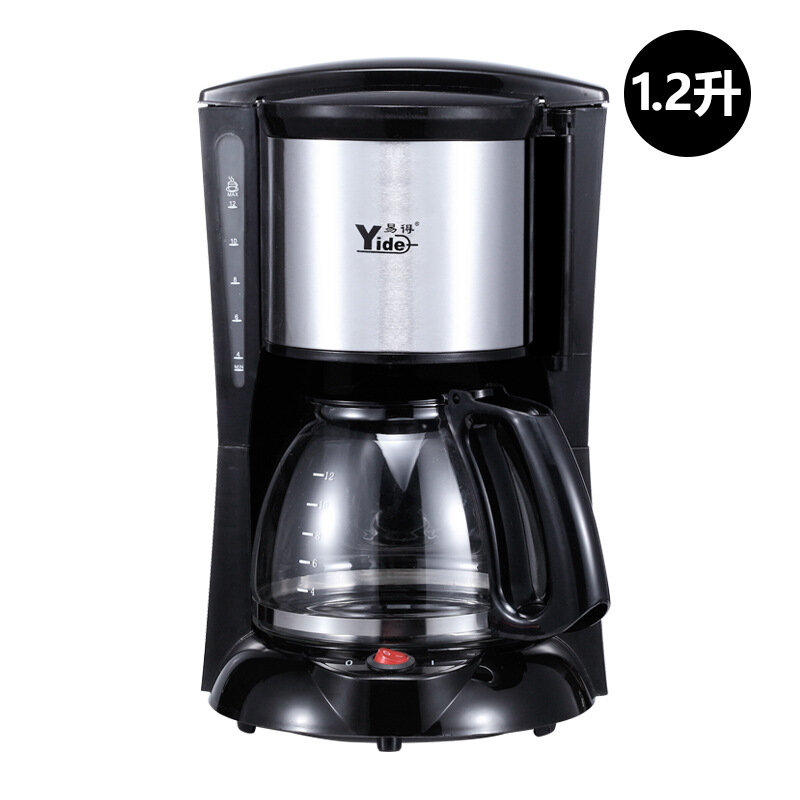 Кофеварка Yide 1.2L черная, автоматический паровой чайник, полуавтоматическая эспрессо-машина для дома, комплект