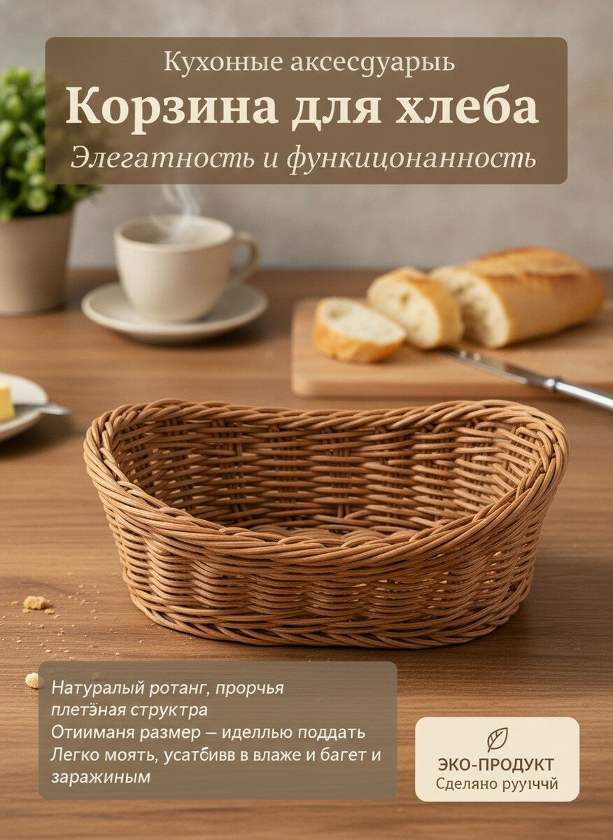 Корзина для хранения в форме слитка из плетёной лозы овальной формы, ширина горловины — 28 см