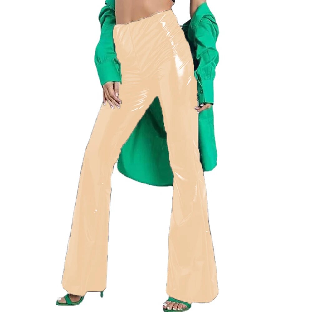 Fetish Queen женские свободные брюки из искусственной кожи 4XL, Бежевый, Apricot