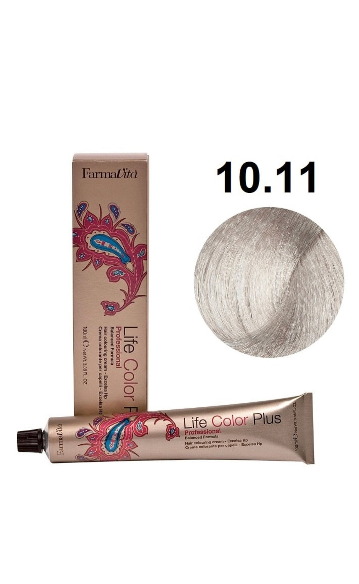 Стойкая крем - краска для волос FARMAVITA LIFE COLOR PLUS 10.11 Платиновый блондин интенсивно-пепельный 100 мл