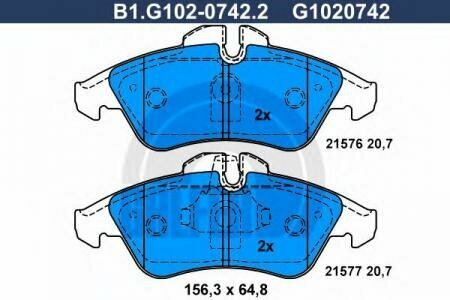 Колодки тормозные дисковые, B1G10207422 Galfer B1. G102-0742.2