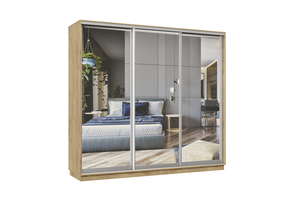 Шкаф-купе Нонтон Прима, бунратти, с зеркалами, 240х60х240 см