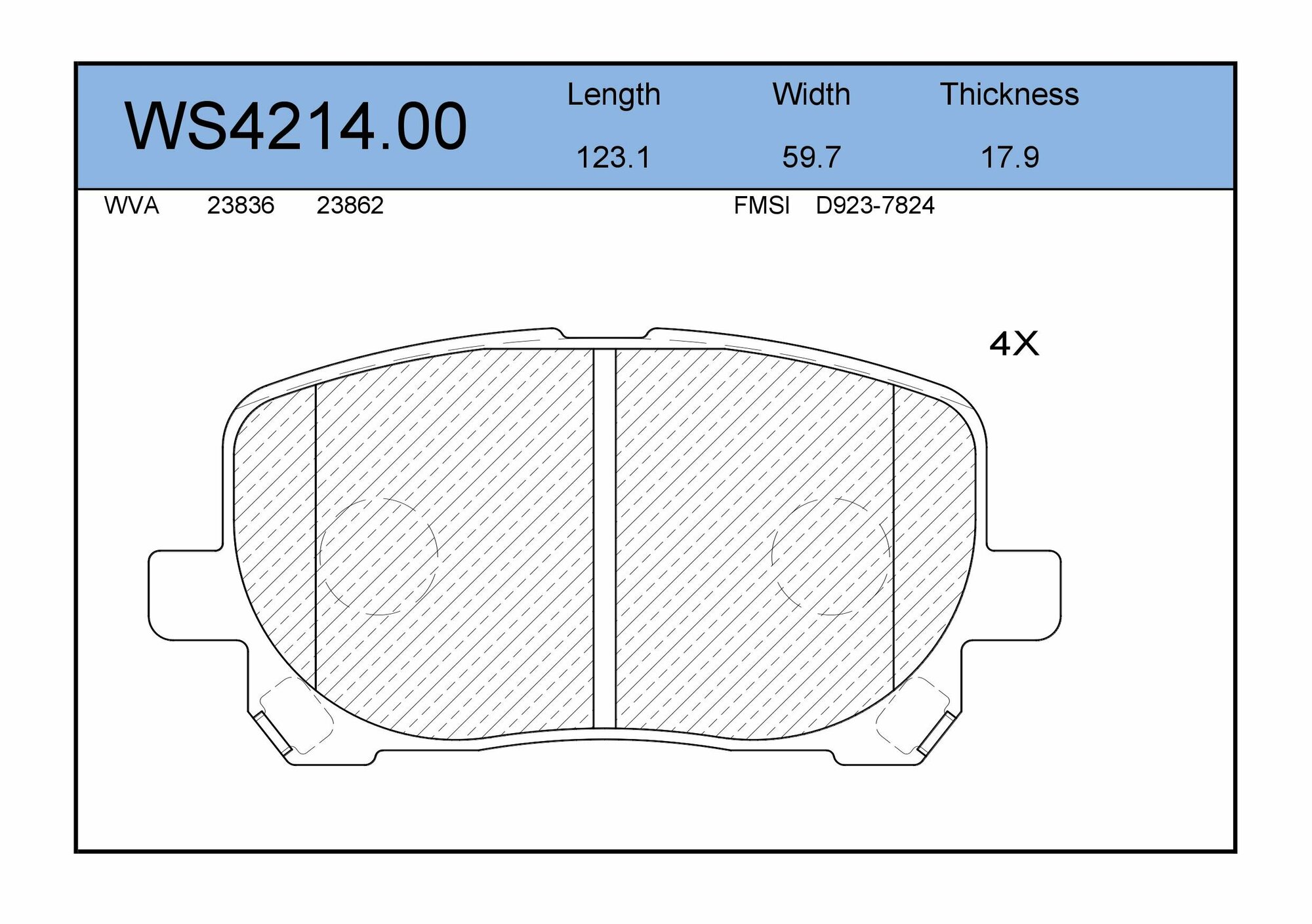 Колодки тормозные дисковые перед JEENICE WS4214.00
