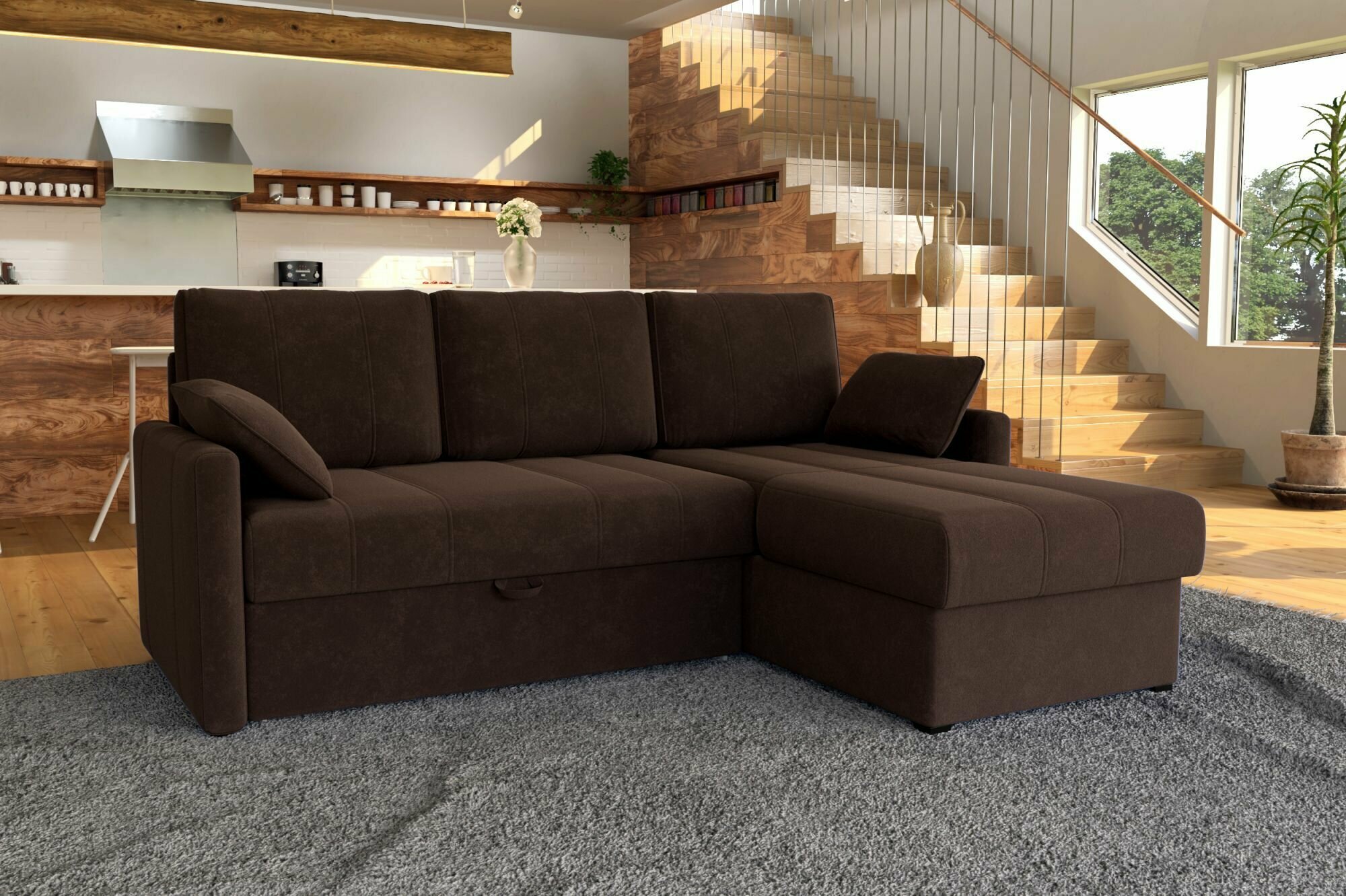 Угловой диван Римини темно-коричневый