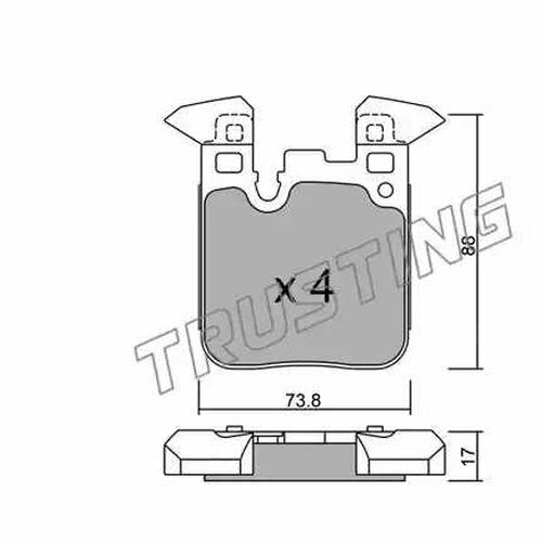 Комплект задних тормозных колодок Trusting 10400 для BMW 1 серия E81, E87, F20, F21, 2 серия F22, F87, F23, 3 серия F30, F80, F31