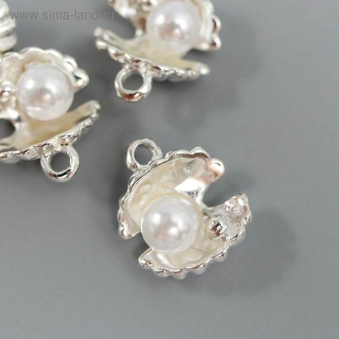 Декор для творчества металл "Жемчужина в ракушке" набор 6 шт