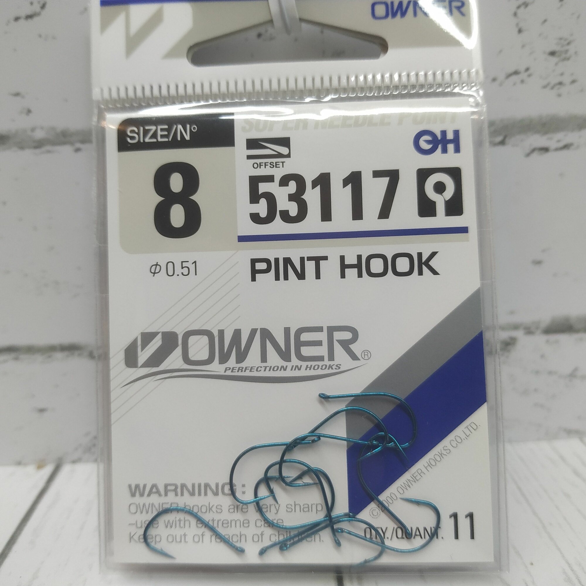 OWNER Крючок Pint Hook- ORIGINАL blue 53117-№8-11шт(5уп)-55шт