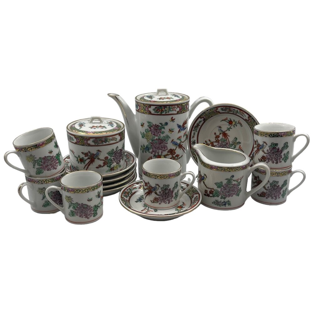 Кофейный сервиз "Дивный сад" на 6 персон, фарфор, 1949 г, Кантона (Гуанчжоу), Китай