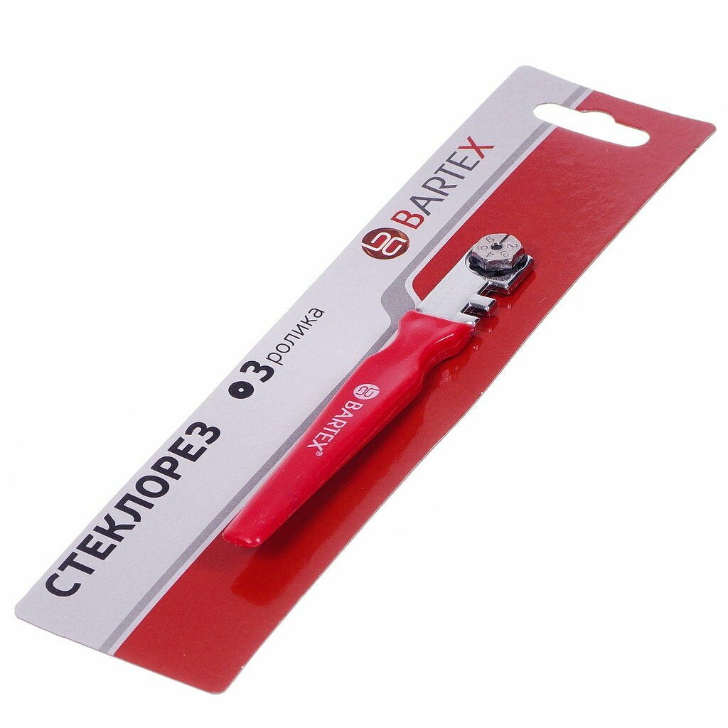 Стеклорез роликовый Bartex, 3 режущих элемента, пластик