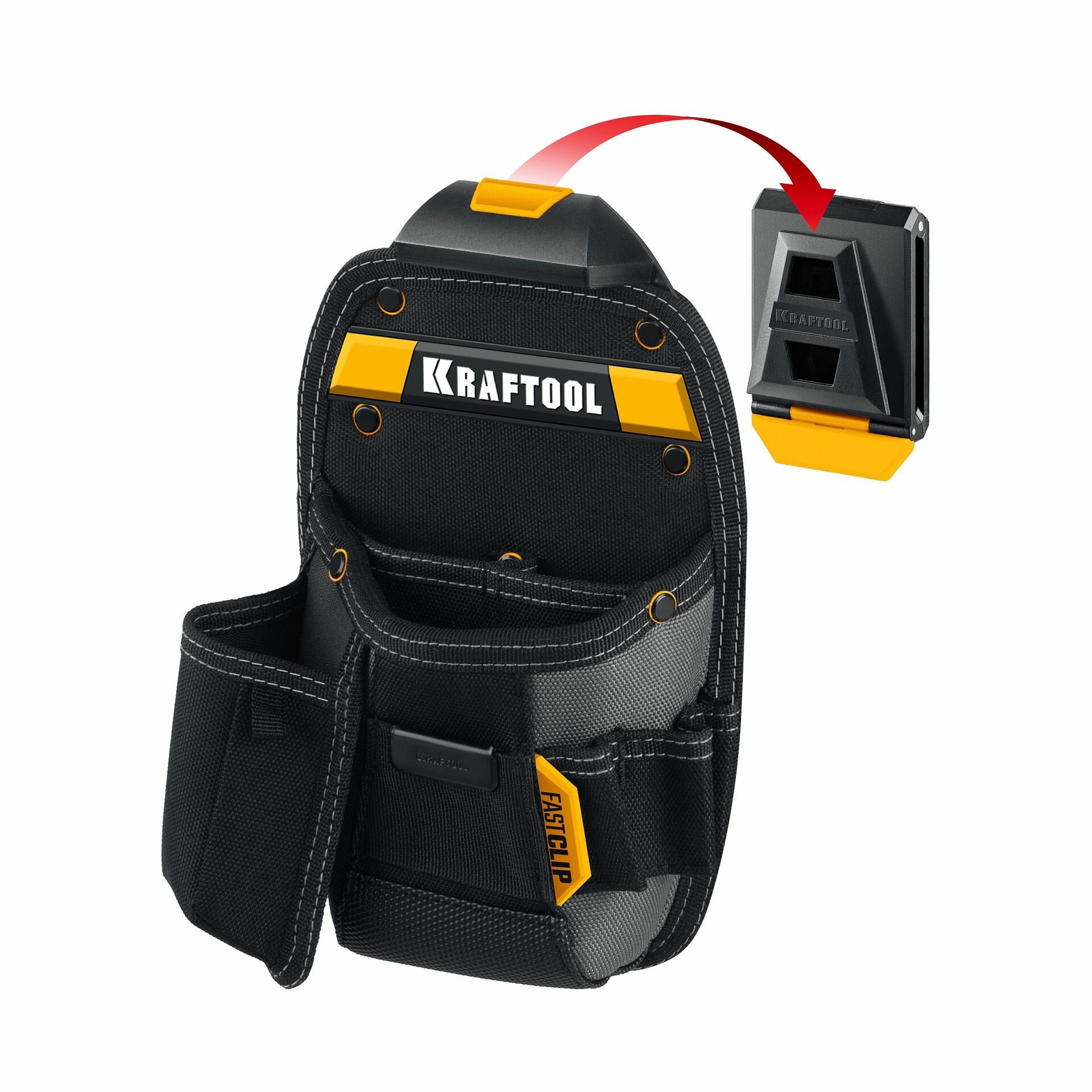 Поясная сумка KRAFTOOL KP-8, 8 карманов и петель, FastClip, 170х260 мм 38776