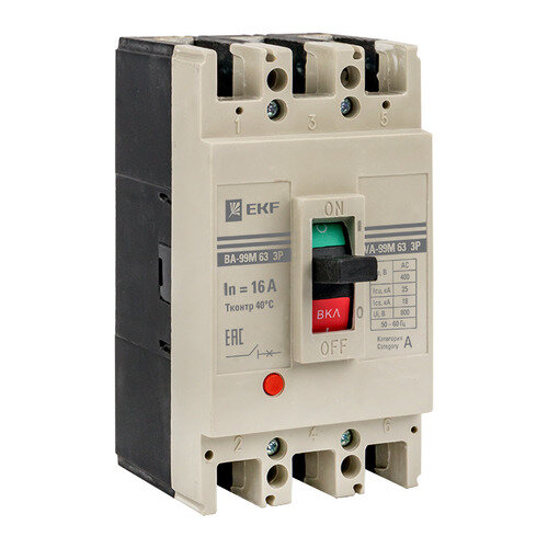 Выключатель автоматический ВА-99М 63/16А 3P 20кА EKF Basic