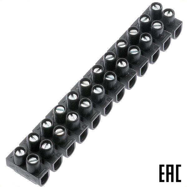 Блок Legrand Nylbloc 034211 клеммный полипропилен 12 пар винтовых клемм 2,5кв. мм чёрный (2 шт. в комплекте)