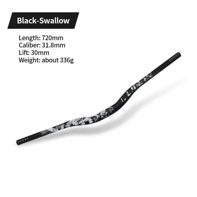 LUNJE руль Ласточки MTB черный алюминиевый сплав 720 мм 780 мм * 31.8 мм Черный, black 720mm