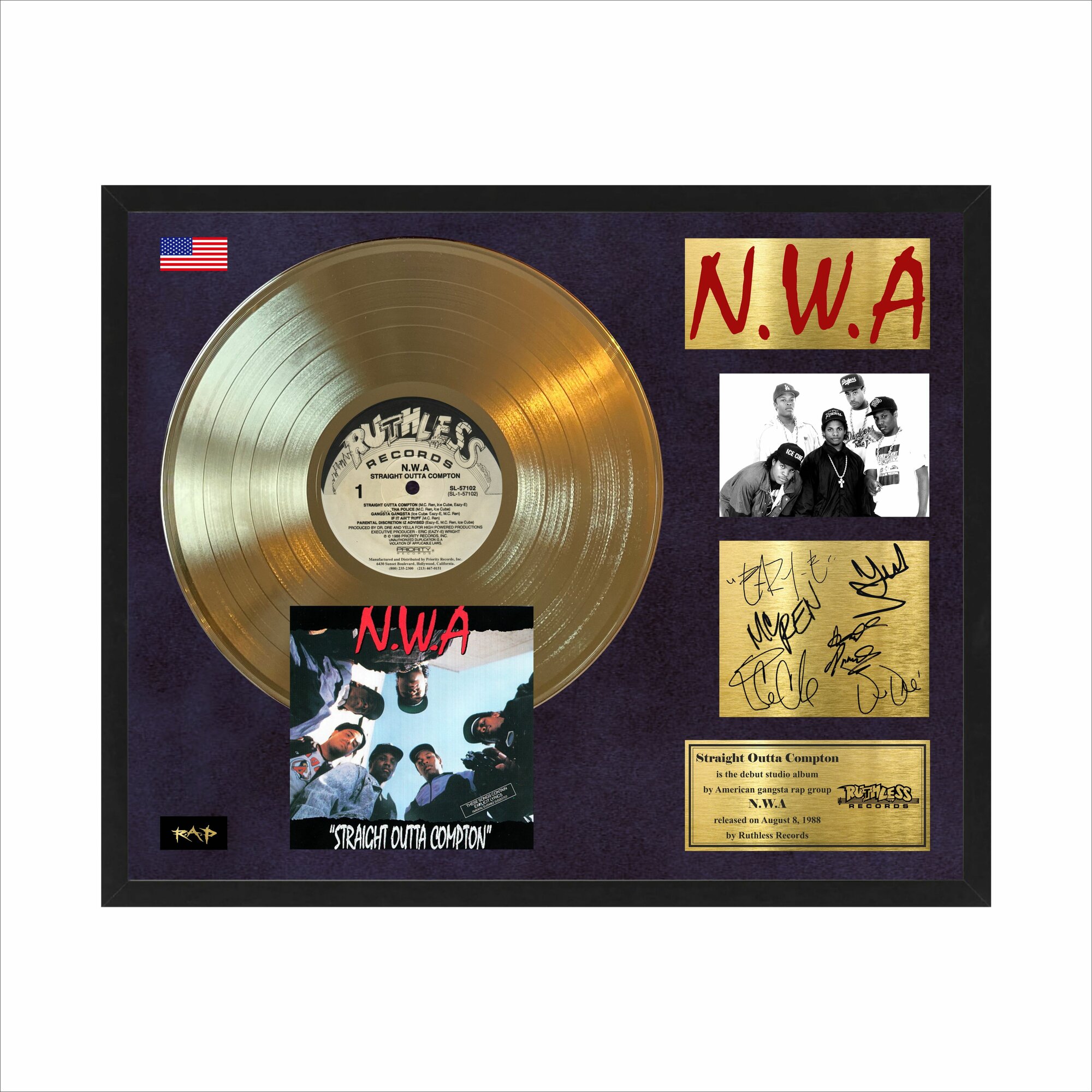 Виниловая пластинка NWA в рамке