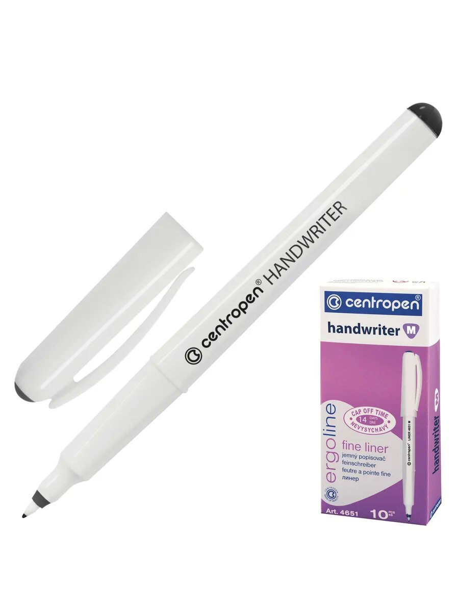 Ручка капиллярная линер черная, трехгранная, линия 0,5 мм