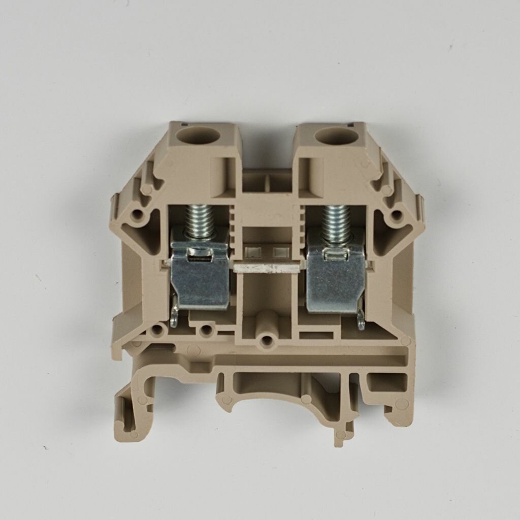 DK6N Клемма проходная винтовая, 41А, 0.5-6.0 мм2, 600B, цвет бежевый, Dinkle.