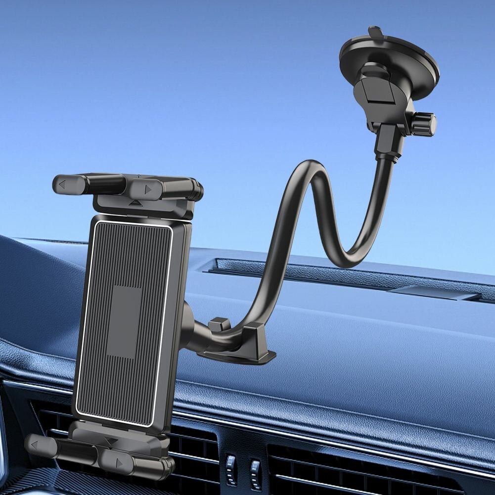 Держатель планшета на лобовое стекло с присоской — регулируемый длинный кронштейн 12–24,6 см, ширина 7–10,5 см