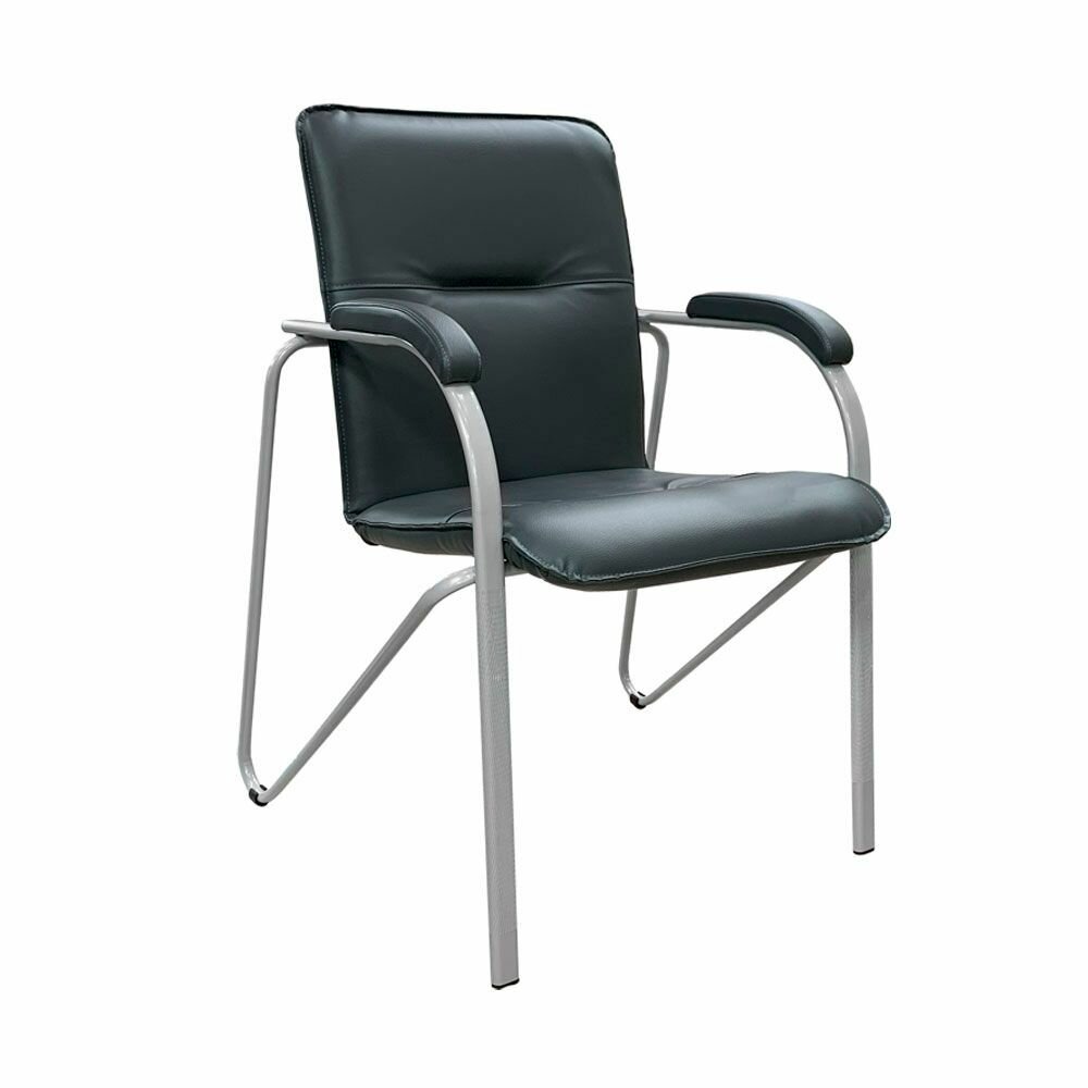 Кресло для посетителя SAMBA S ALU, V-2 темно-серый, каркас серый, подл мягкие V2