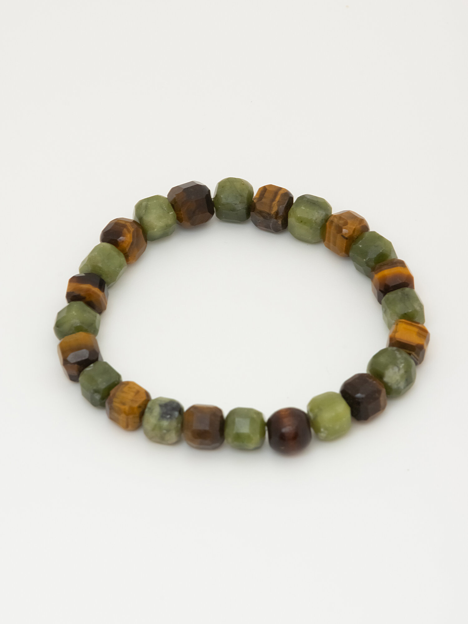 Эластичный браслет, тигровый глаз, нефрит, дерево