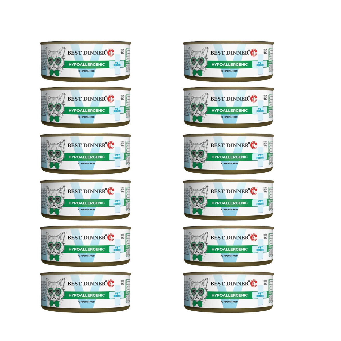 Консервы для кошек и котят Best Dinner Vet Profi, гипоаллергенные, с кроликом, 12 шт по 100 г
