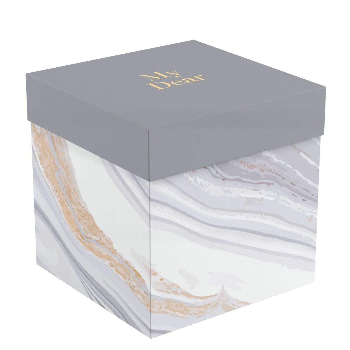 Коробка подарочная Meshu "Marble" складная, 15х15х15 см, отделана фольгой