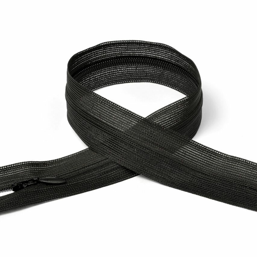 Молния MaxZipper пластмассовая, потайная, №3, 20 см, цвет F322, черный, упаковка 10 штук