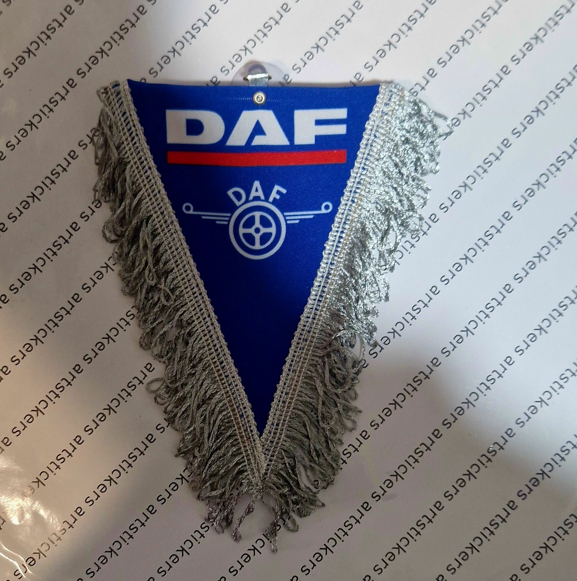 Вымпел DAF 16х20см, +бахрома 5см, двусторонний на присоске, ткань, аксессуар для авто