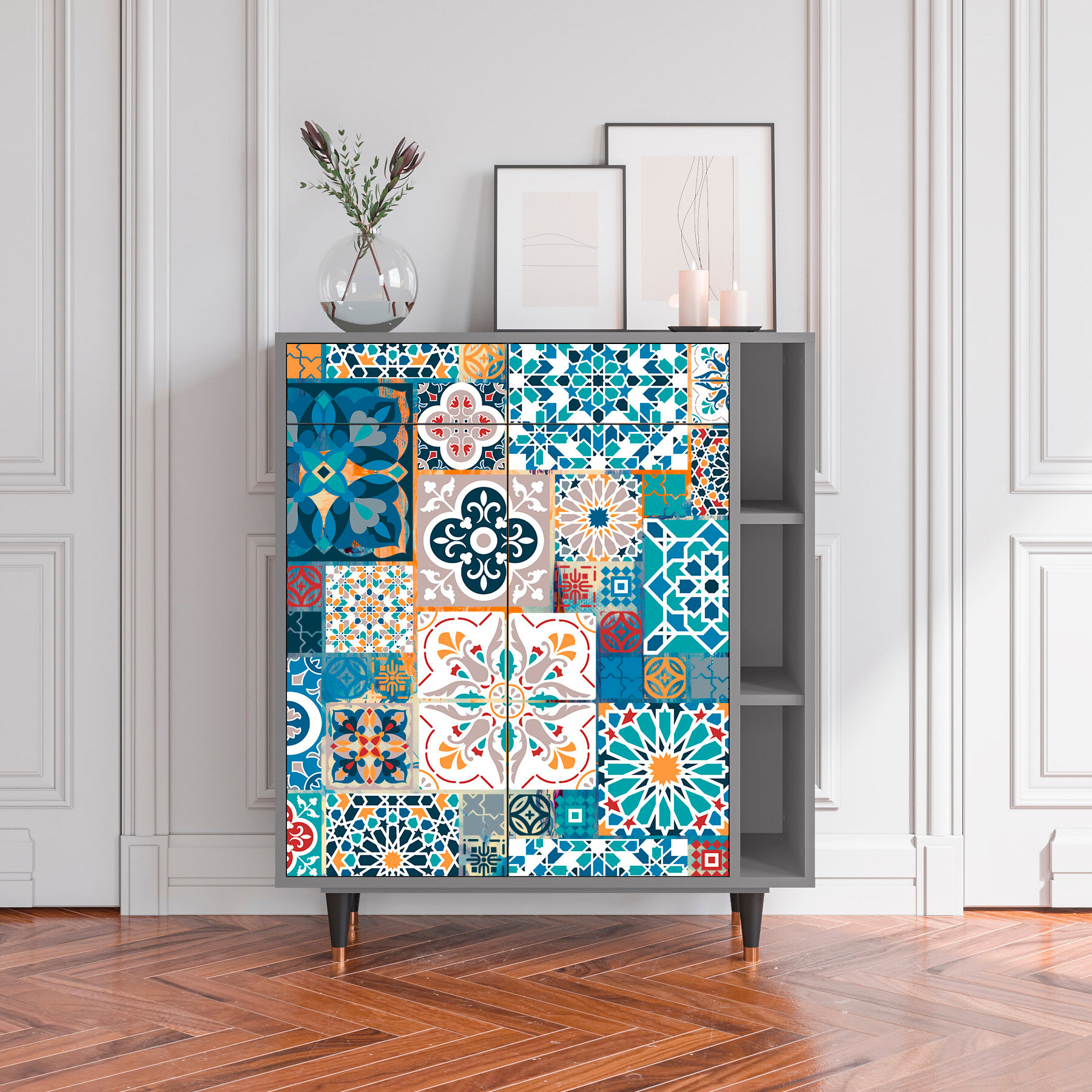 Комод - STORYZ - BS6 Moroccan Market, Размер - 94 x 110 x 41 см, Цвет корпуса - , Серый