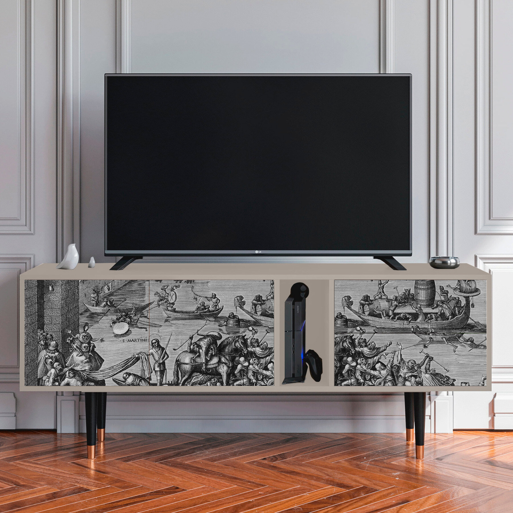 ТВ-Тумба - STORYZ - T1 Saint Martin With His Horse in a Ship by Pieter Breugel, Размер - 170 x 69 x 48 см, Цвет корпуса - , Сатин