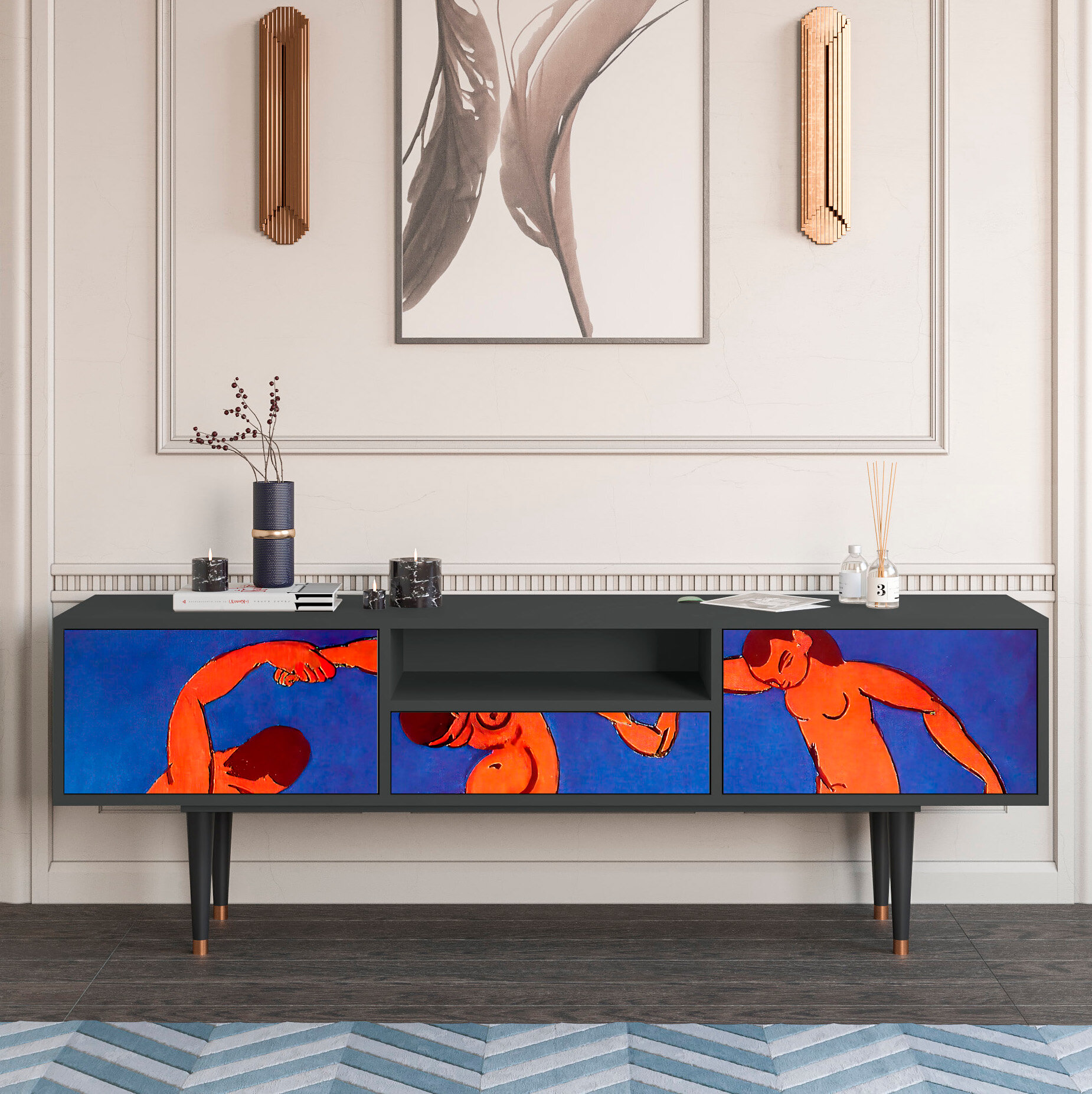 ТВ-Тумба - STORYZ - T6 The Dance by Henri Matisse , Размер - 170 x 69 x 41 см, Цвет корпуса - , Антрацит