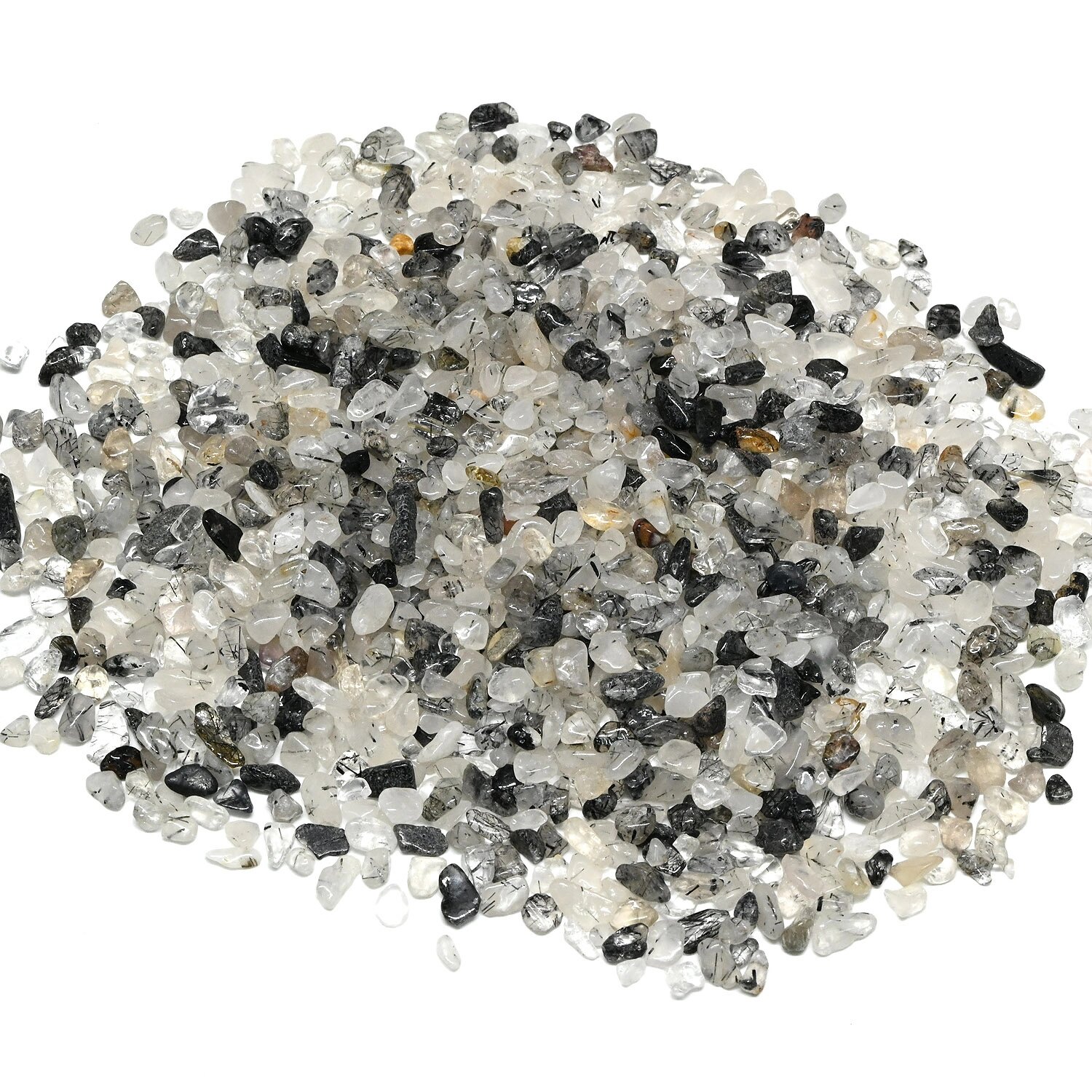 Турмалиновый кварц галтовка фракция 3-5мм, упаковка 100г .