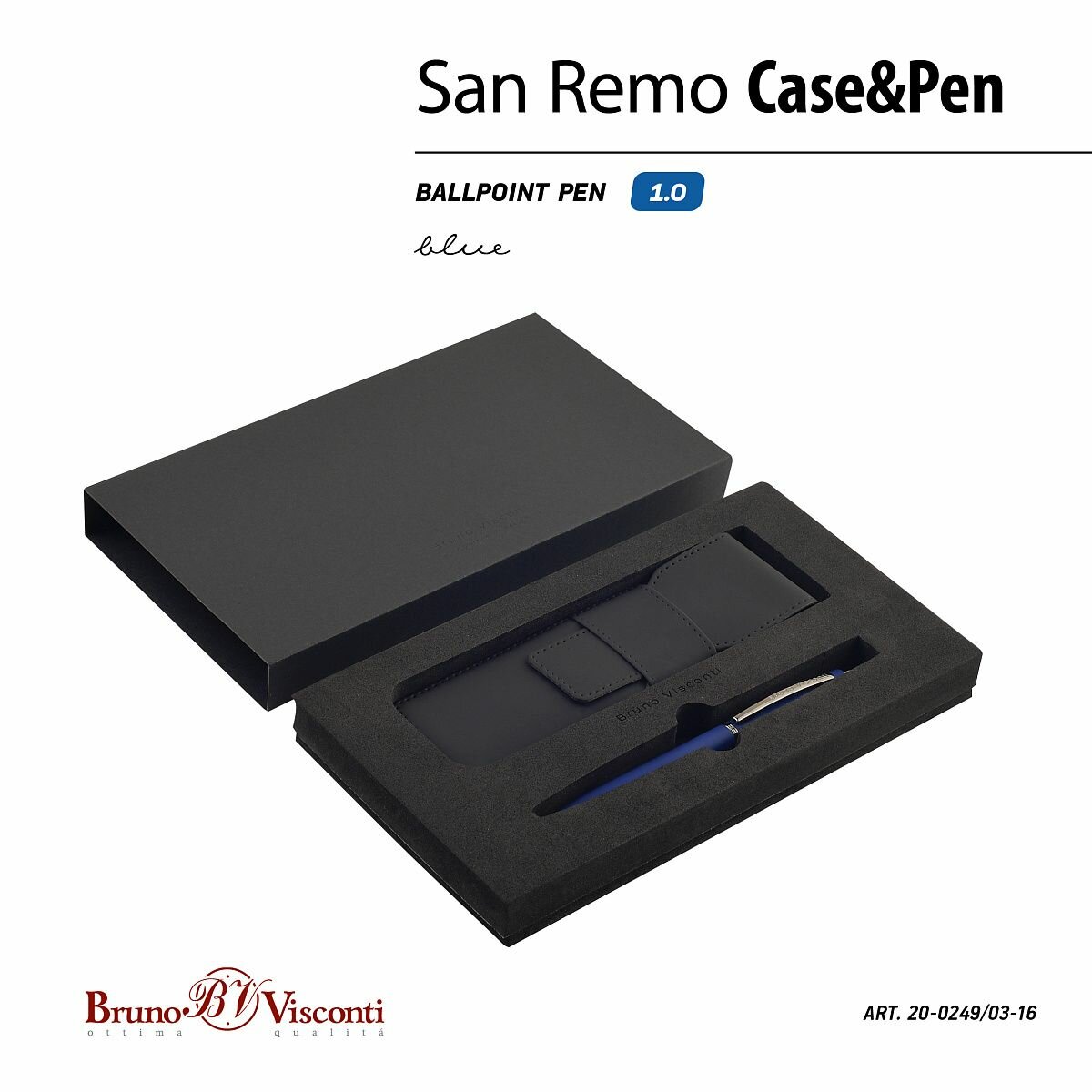 Автоматическая шариковая ручка Bruno Visconti "SAN REMO" цвет корпуса синий, 1 мм, цвет чернил синий, в подарочной упаковке
