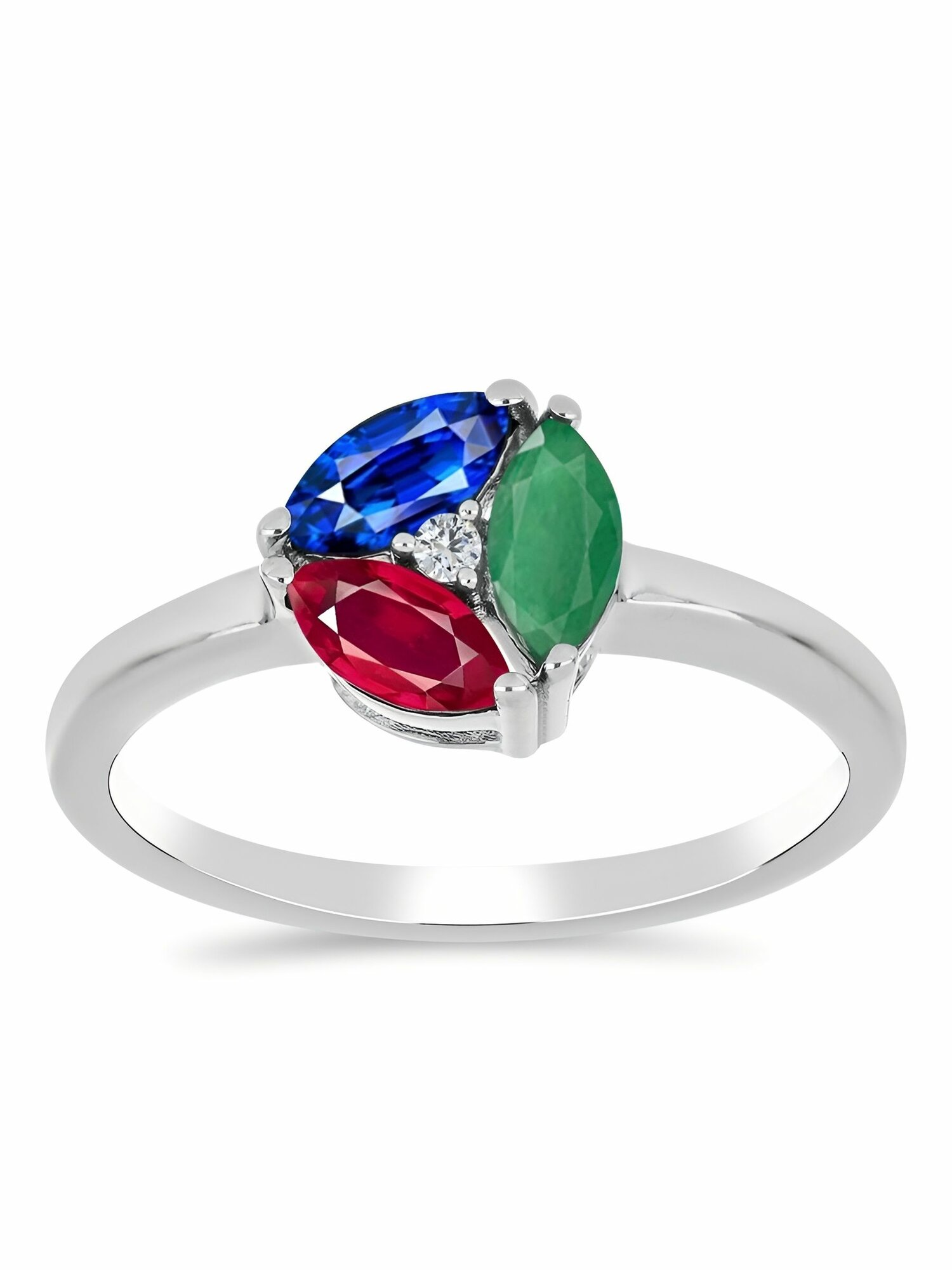 Кольцо тонкое, серебро, 925 проба, родирование, сапфир