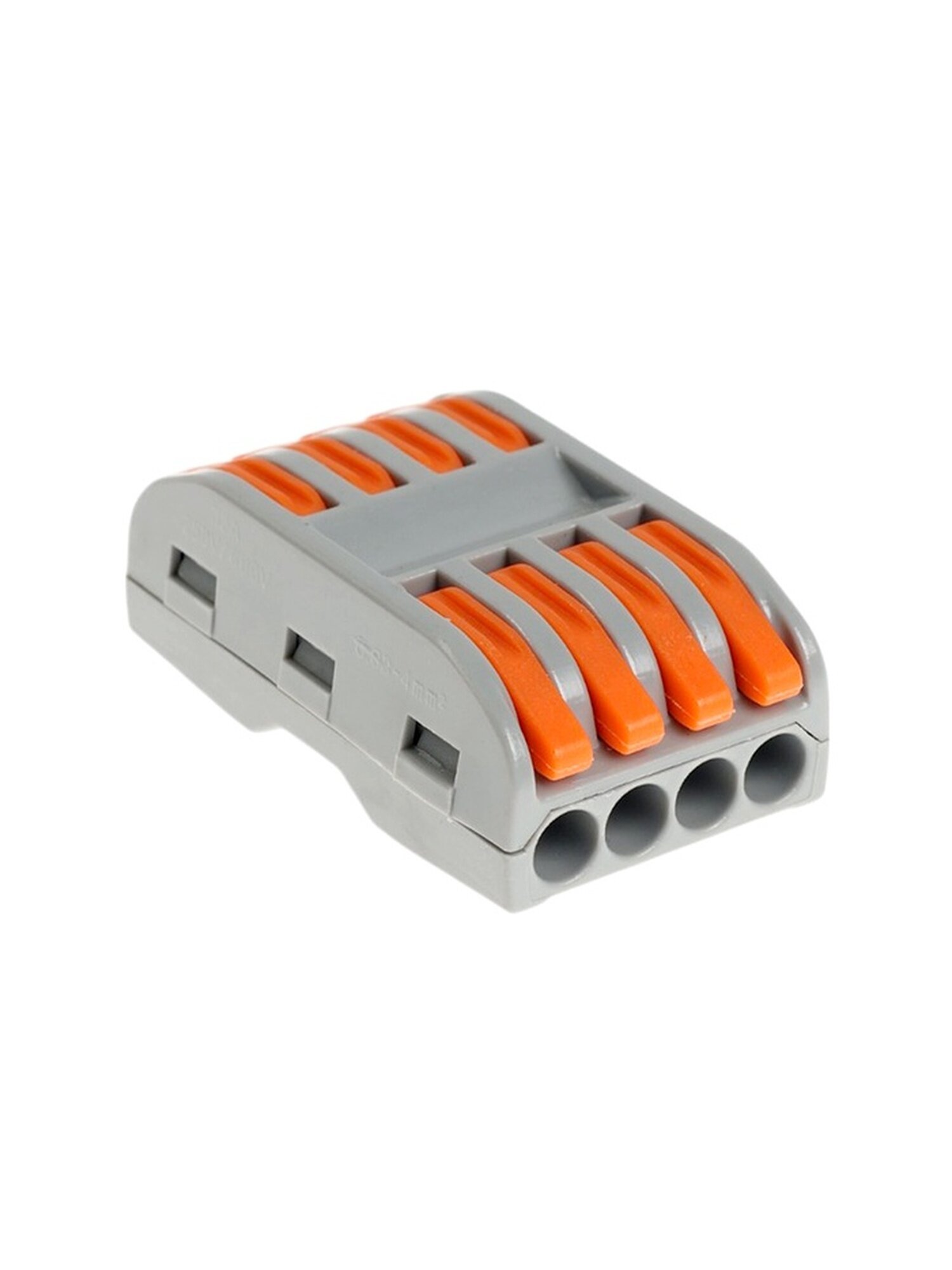 Строительно-монтажная клемма проходная, 32А, 0,08-4 мм2, 4 отв, фаза-ноль, набор 10 шт