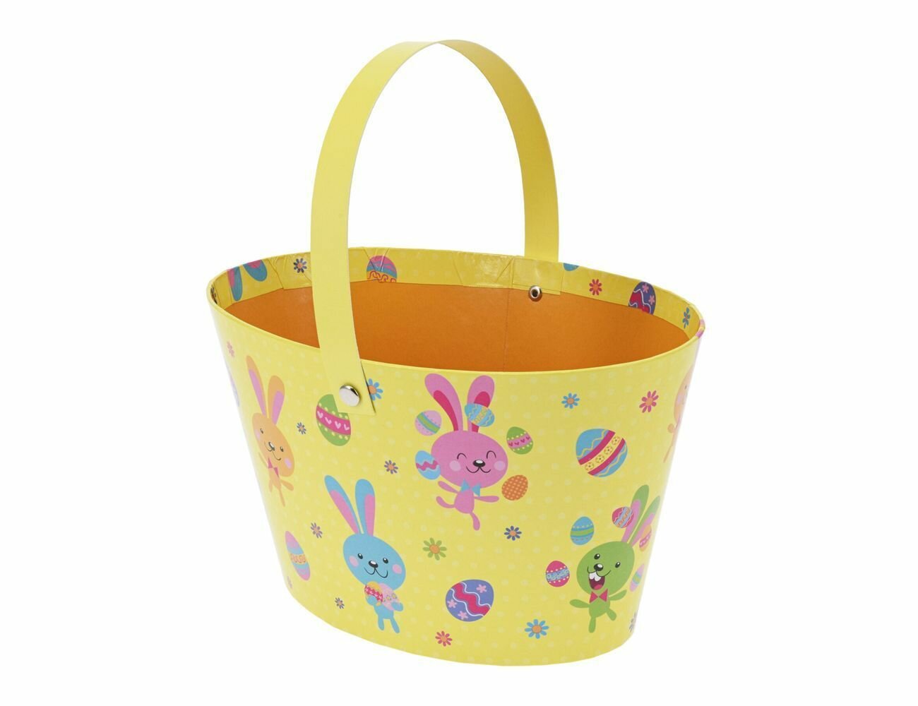 Декоративная пасхальная корзина яркая пасха, бумага, жёлтая, 20х12 см, Koopman International KBD000080-2