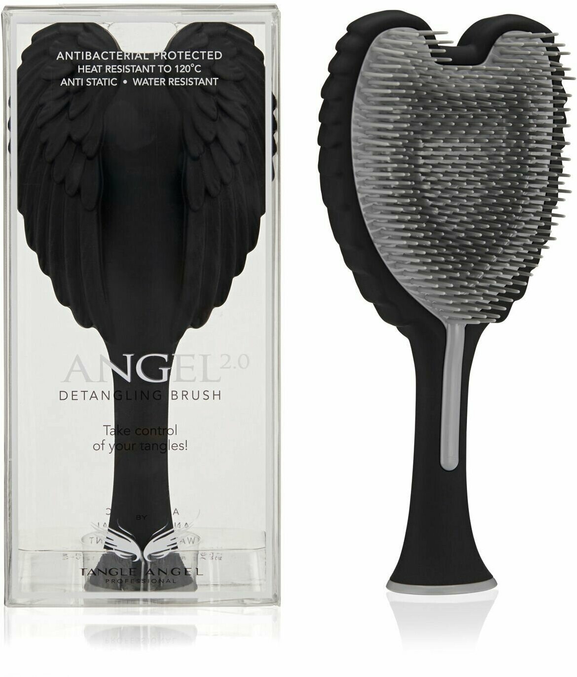Массажная расческа детанглер для волос Tangle Angel Angel 2.0 - Matt Black