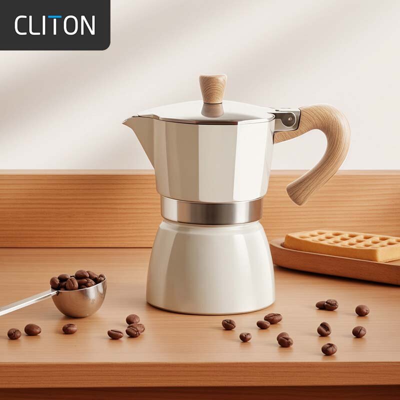 CLITON Moka Pot Household Single Valve Hand Drip Coffee Pot European Octagonal Outdoor Camping Italian Coffee Machine Espresso Drip Filter Pot