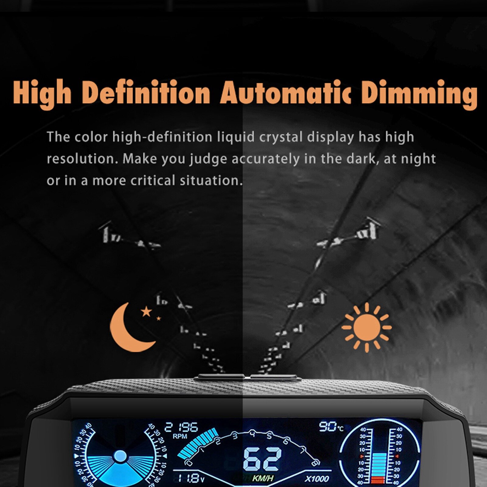 Интеллектуальный дисплей HUD Многофункциональный цветной ЖК-экран OBD Скорость Напряжение Показ Универсальный