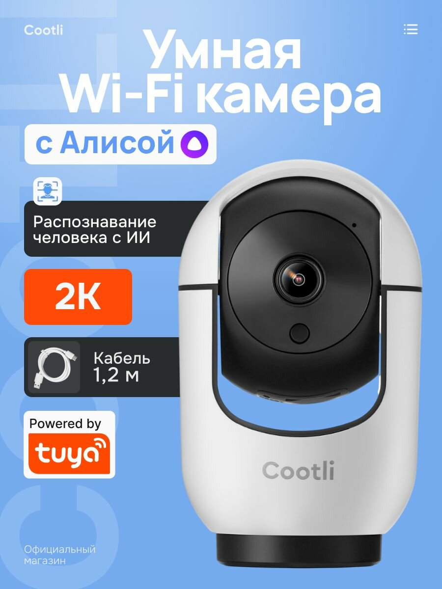 Камера видеонаблюдения WiFi для дома 2К Умная с Яндекс Алисой и видеоняня (CI-IIWF219)