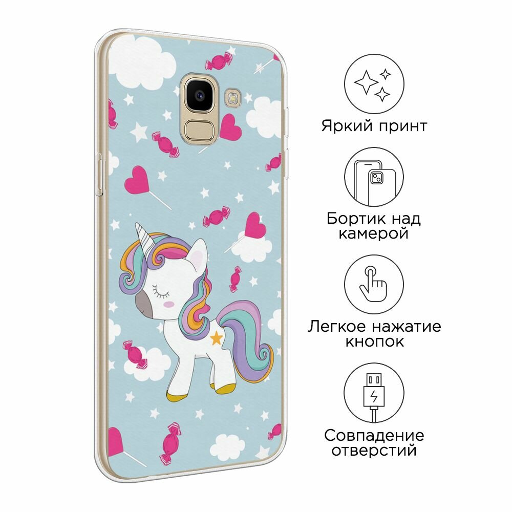 Чехол на Samsung Galaxy J6 2018 / Самсунг Галакси Джей 6 2018 с принтом "Сладкий единорожек" — фото 1